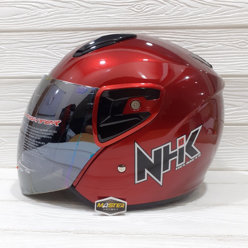 Jual HELM NHK R7 SOLID RED MAROON HALF FACE | Shopee Indonesia