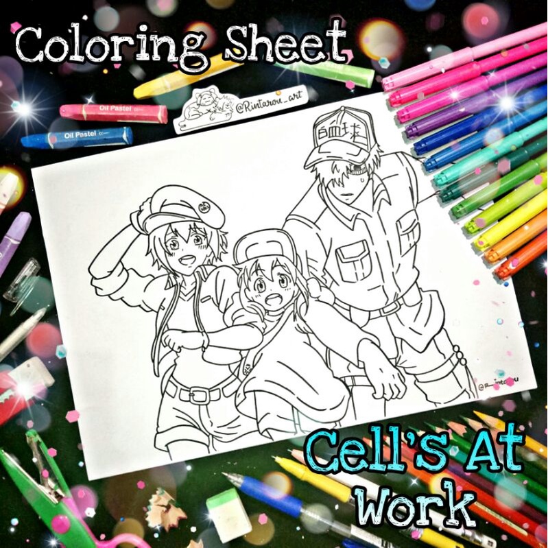 Jual Kertas mewarnai Anime Cell's At Work /Coloring sheet Anime Cell's ...