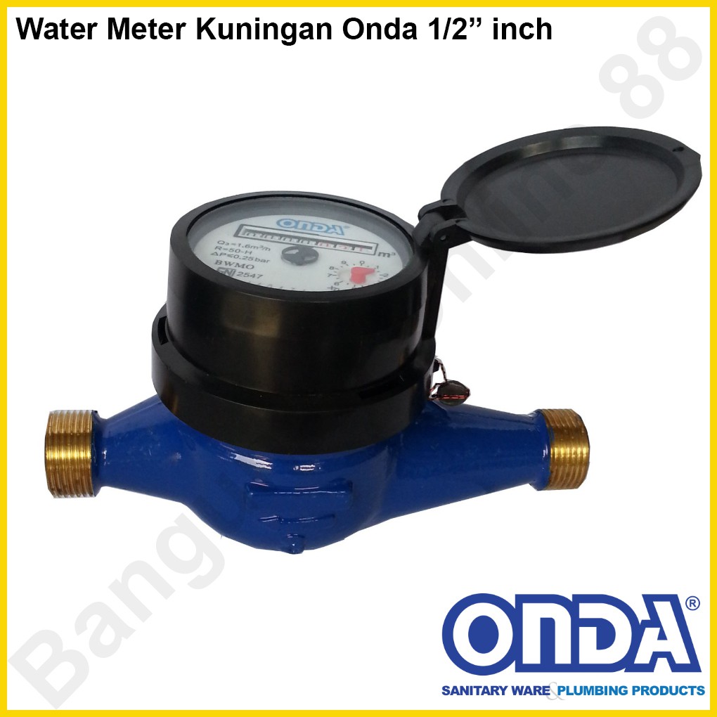 Jual Meteran Air Kuningan Onda 1/2" inch Water Meter Brass Kuningan Onda 1/2" in | Shopee Indonesia