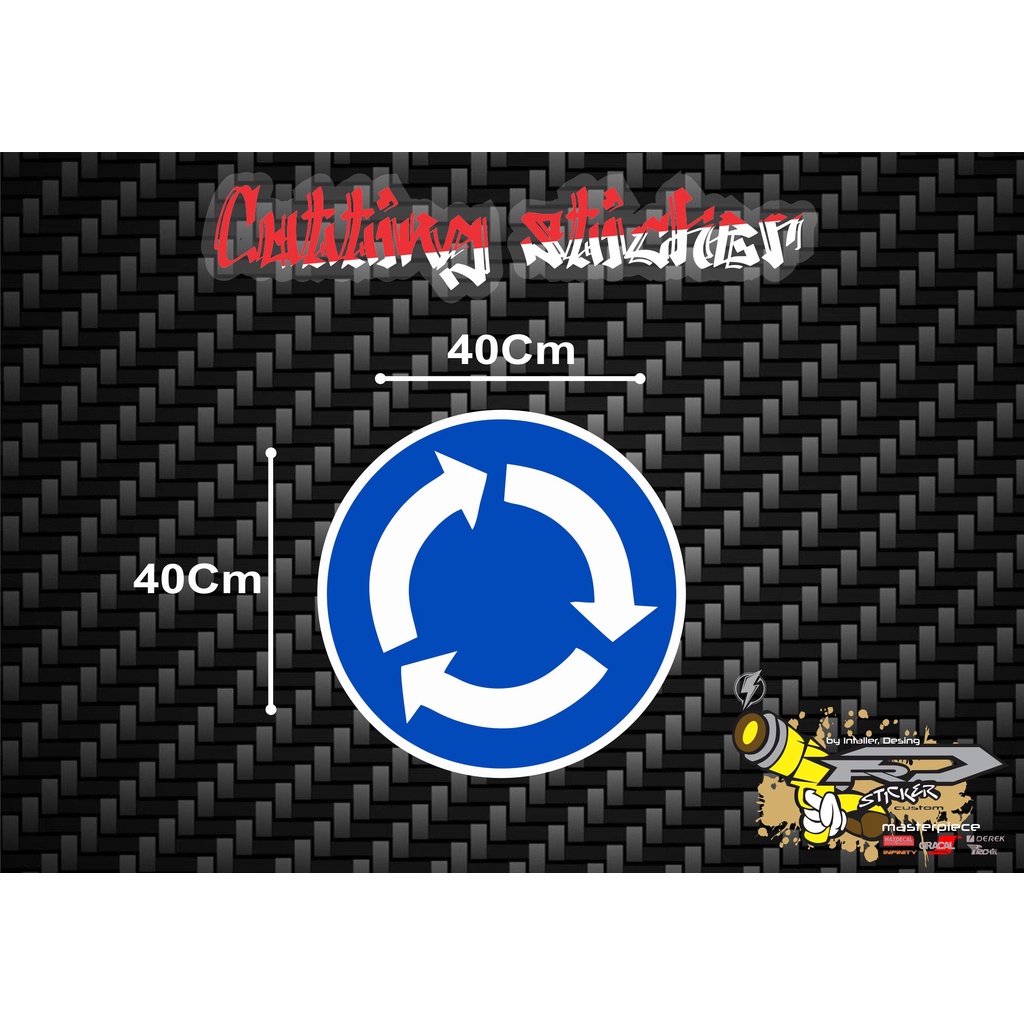Jual sign rambu panah putar 40cm (stiker cutting reflektif/fosfor ...