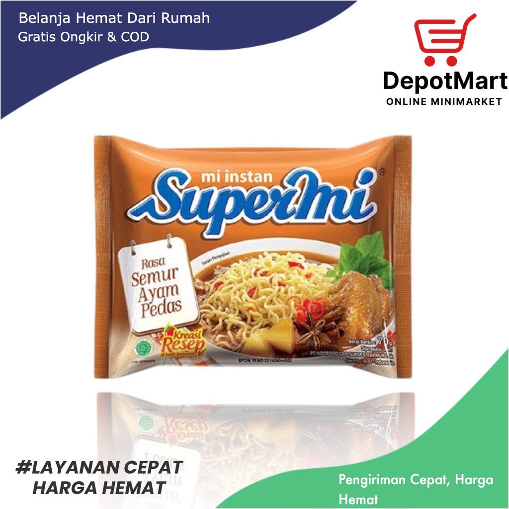 Jual 5 Pcs Mie Instant Supermie Semur Ayam Pedas 70GR Depot Mart ...