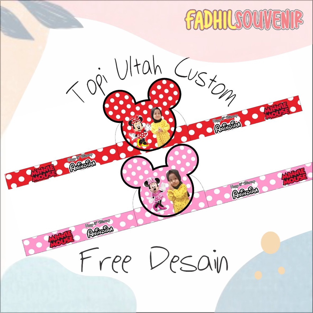 Jual Custom Topi Ulang Tahun / Topi Ultah Tema Mickey and Minnie Mouse ...