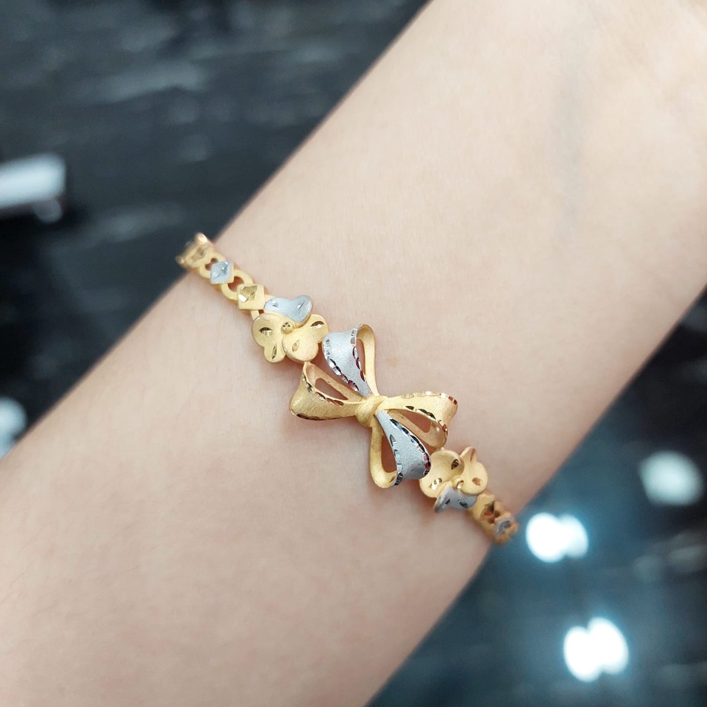 Jual Gelang bangle pita emas asli Yura gold Gold kombinasi WhiteGold ...
