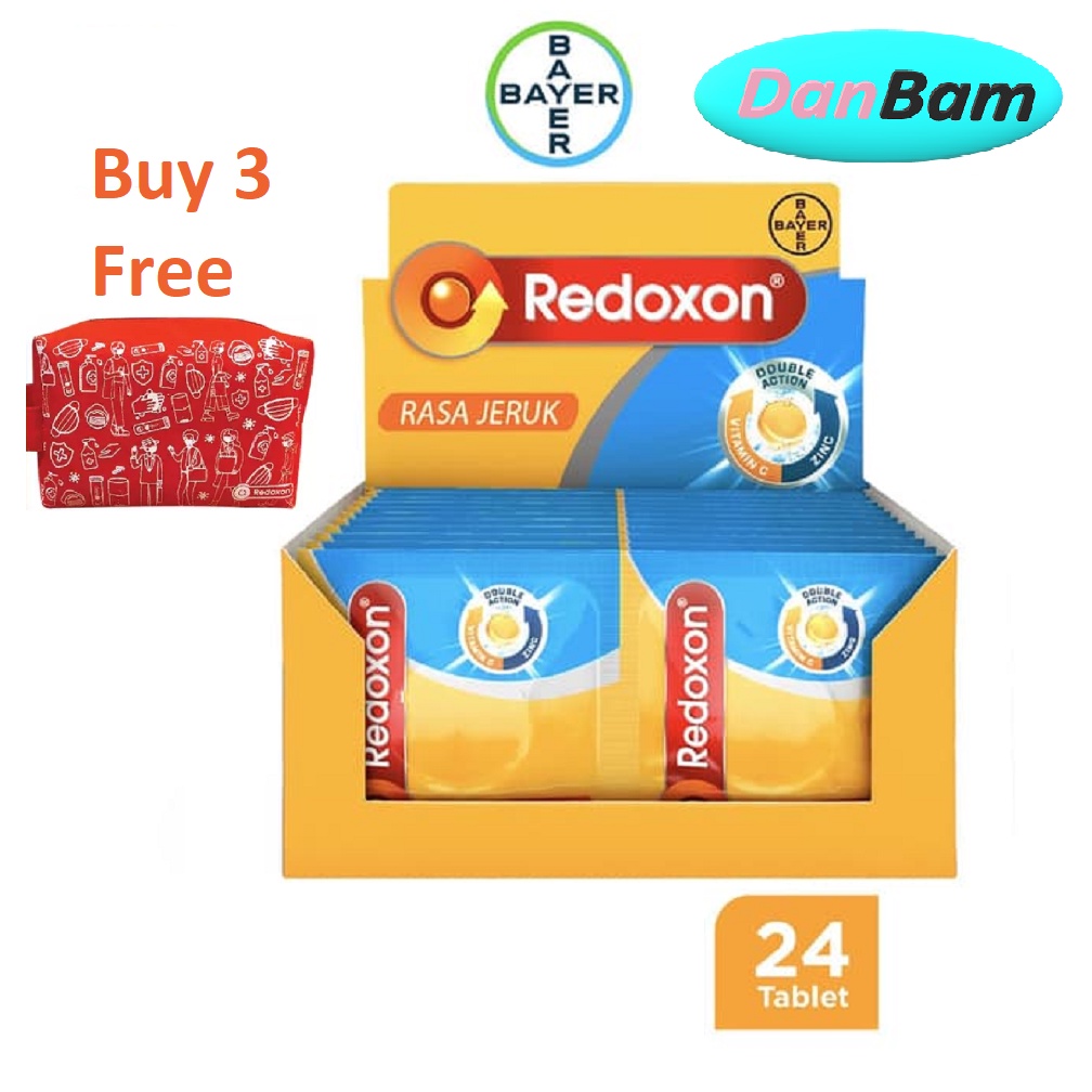 Jual Redoxon Sachet Vitamin C, D & Zinc Rasa Jeruk 1 Box Isi 24 Tablets ...