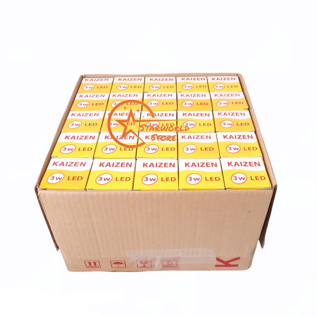 Jual PAKET Hemat 50 Pcs KAIZEN Lampu Bohlam LED Bulb 3 Watt - Cahaya ...