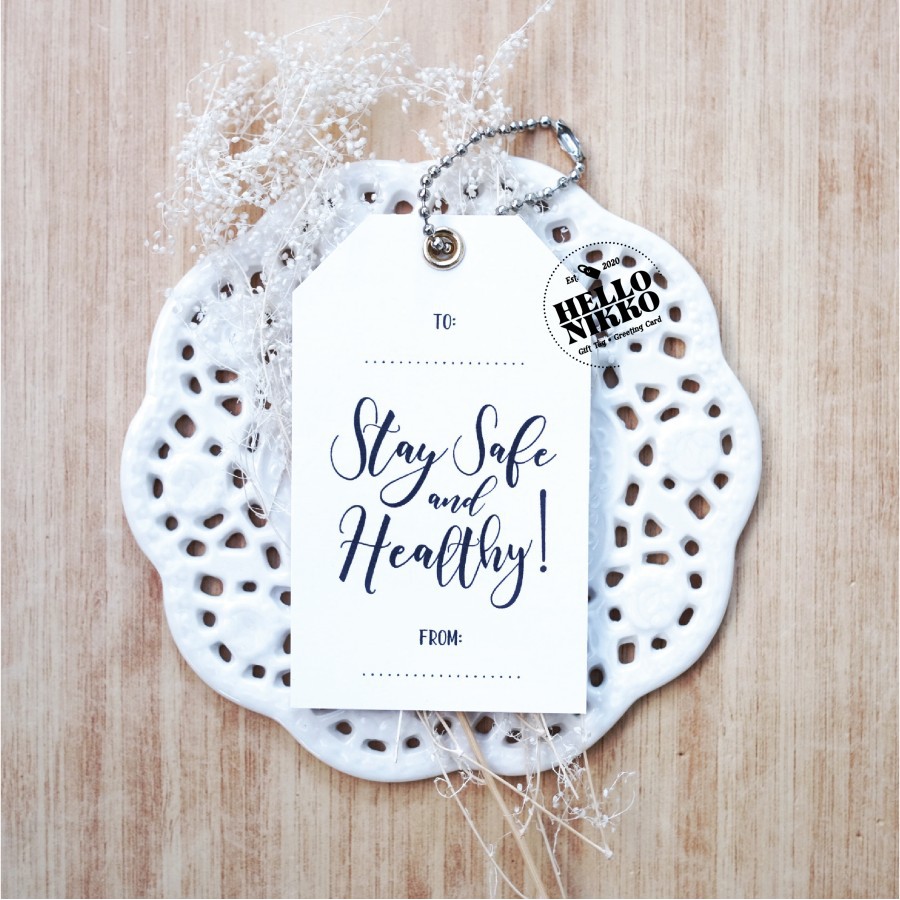 Jual Stay Safe healthy gift hang tag kartu ucapan parcel hampers kado ...