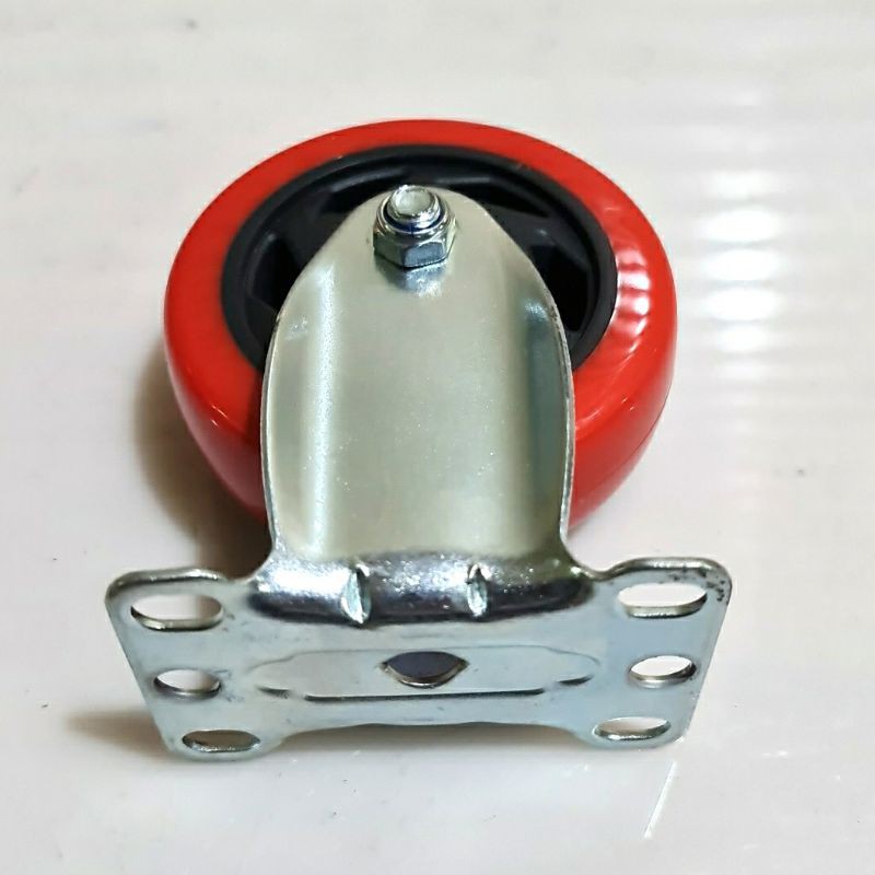 Jual Roda Troley Pu merah 4 inch Fixed ( mati ) | Shopee Indonesia