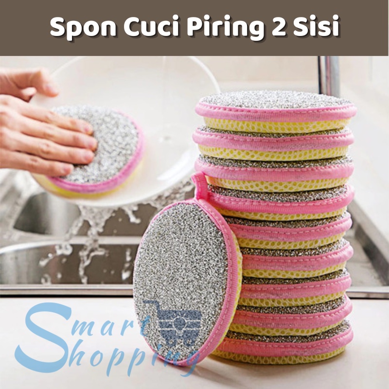 Jual Spon Cuci Piring Bulat Serbaguna 2 Sisi Halus Dan Kasar | Shopee ...