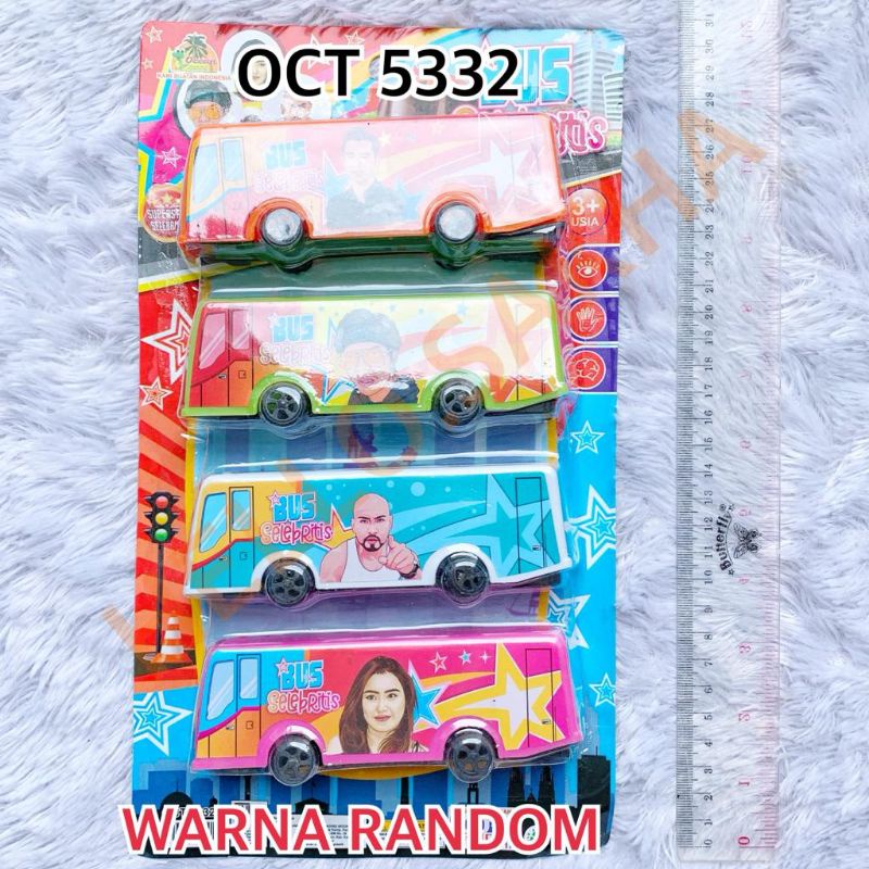 Jual MAINAN OCT 5332 BUS SELEBRITIS ISI 4 PCS BIS KENDARAAN WARNA WARNI ...