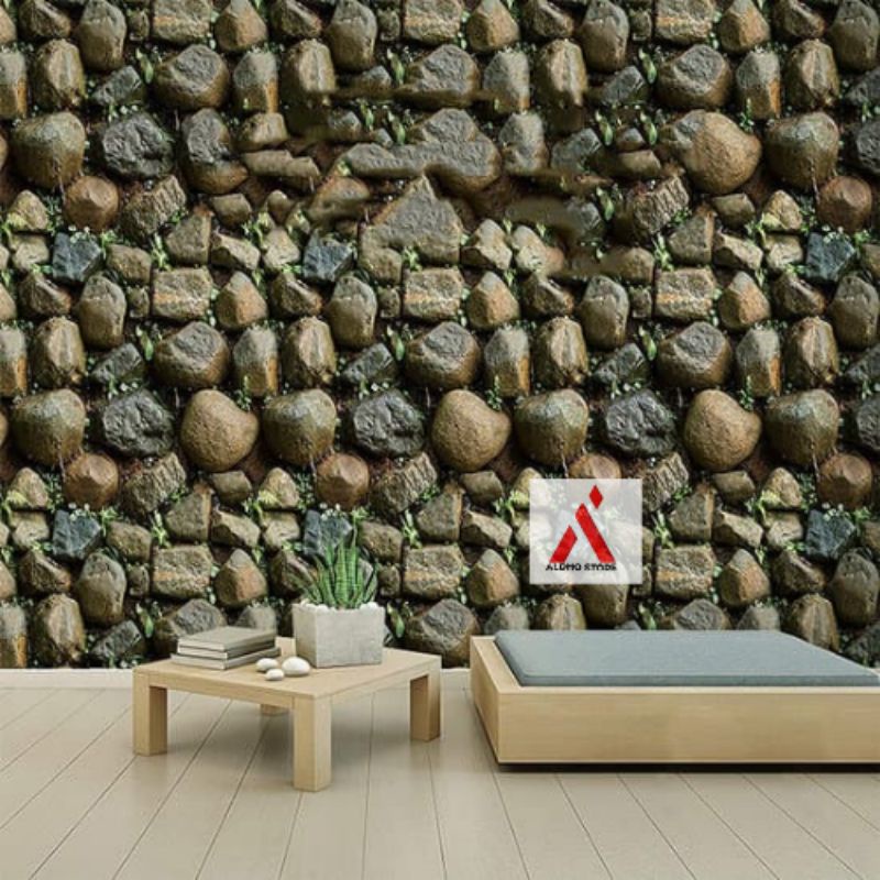 Jual wallpaper sticker dinding motif batu alam 3D 8m x 45cm | Shopee ...