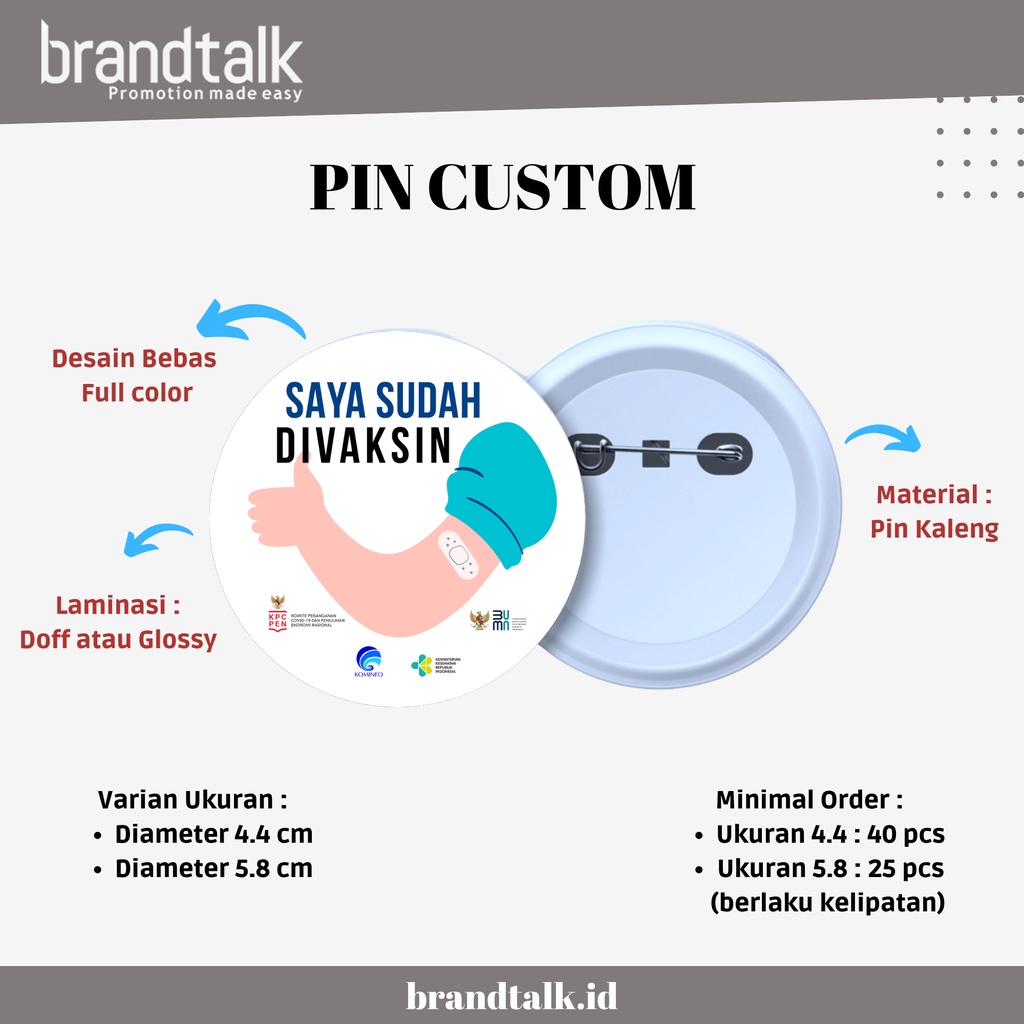 Jual Custom Pin Peniti Custom / Souvenir Pin Button Promosi / Pin ...