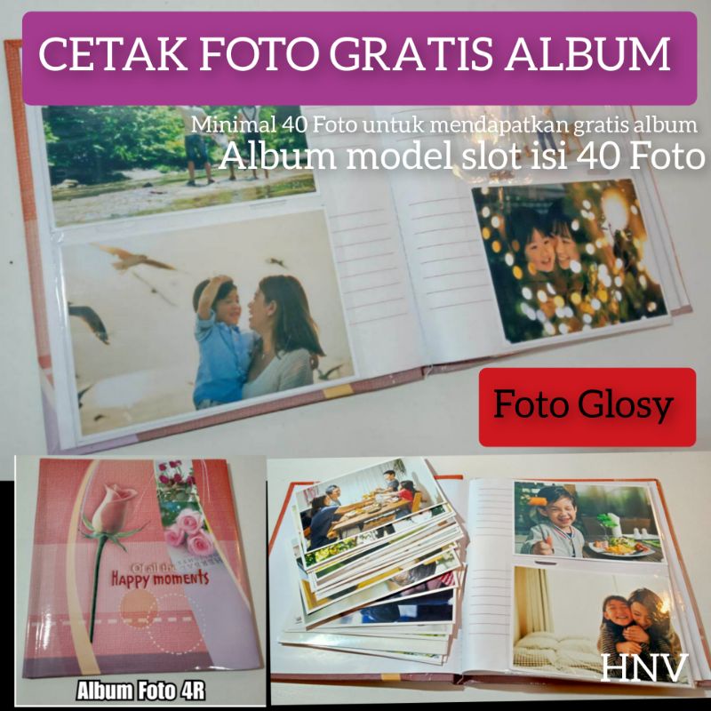 Jual [ BONUS ALBUM FOTO ] CETAK FOTO 4R FREE ALBUM / ISI 40 FOTO GLOSSY ...
