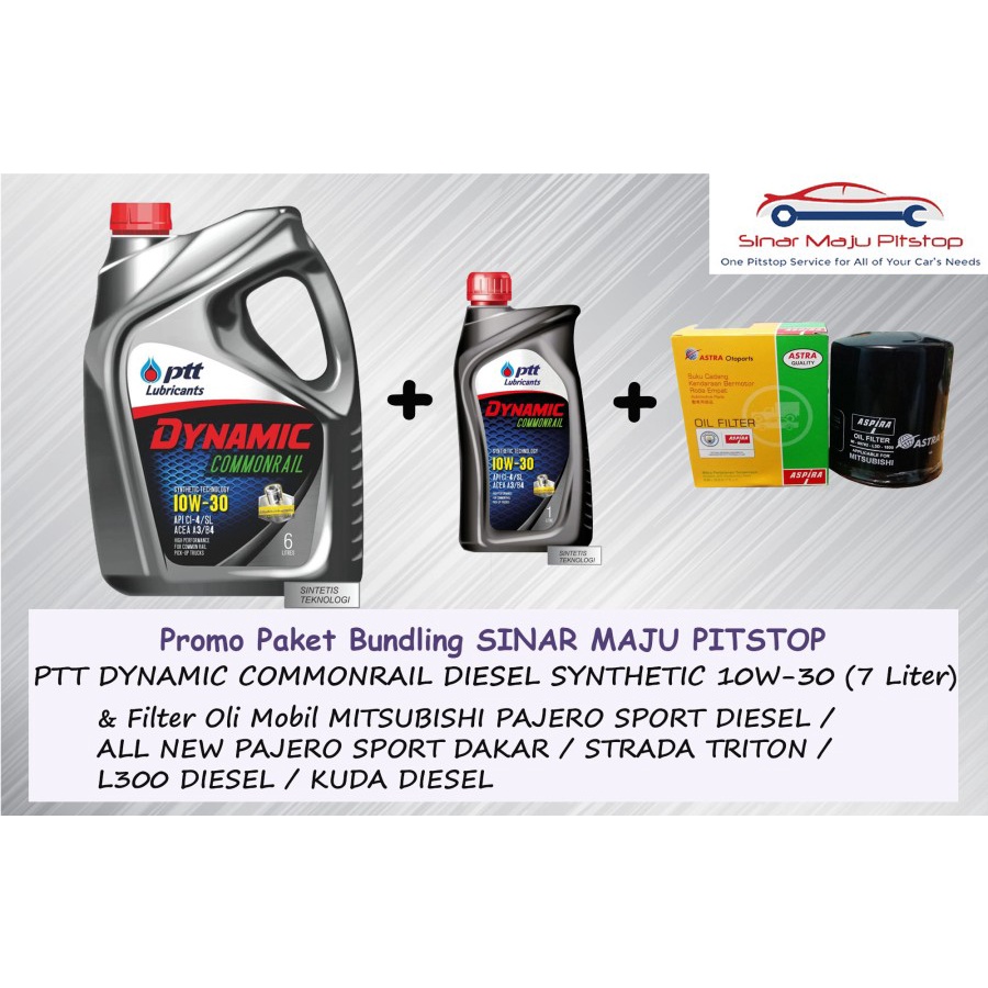 Jual Paket Bundling Oli 7 Liter PTT LUBRICANTS DYNAMIC COMMONRAIL 10W-30 API CI-4/SL ACEA A3/B4 ...