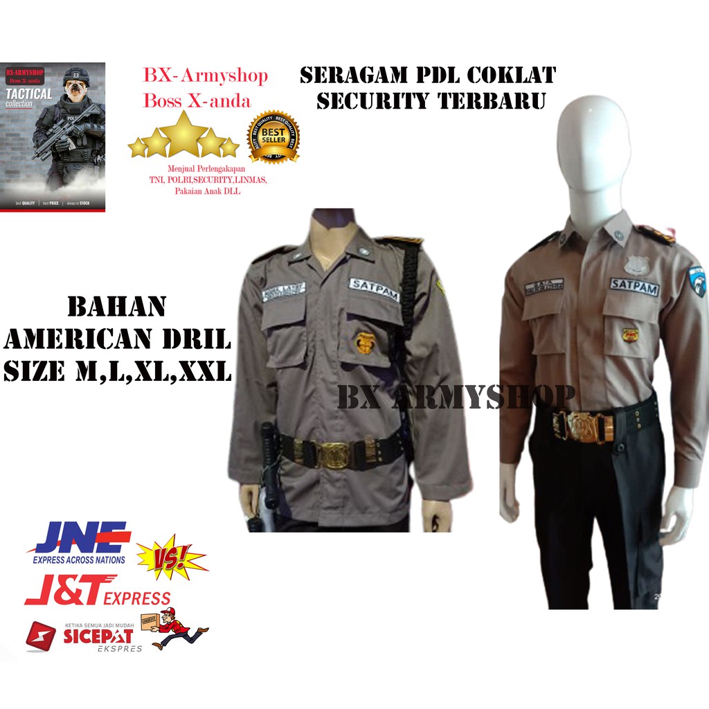 Jual baju seragam security pdl coklat seragam satpam baru lengan ...
