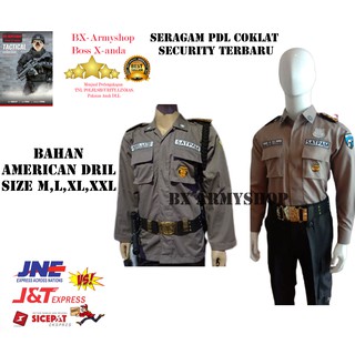 Jual baju seragam security pdl terbaru2023 cream/ coklat seragam satpam baru lengan panjang ...