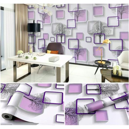 Jual WALLPAPER DINDIN ukuran 45 cm x 10 M Motif 3D KOTAK UNGU | Shopee Indonesia