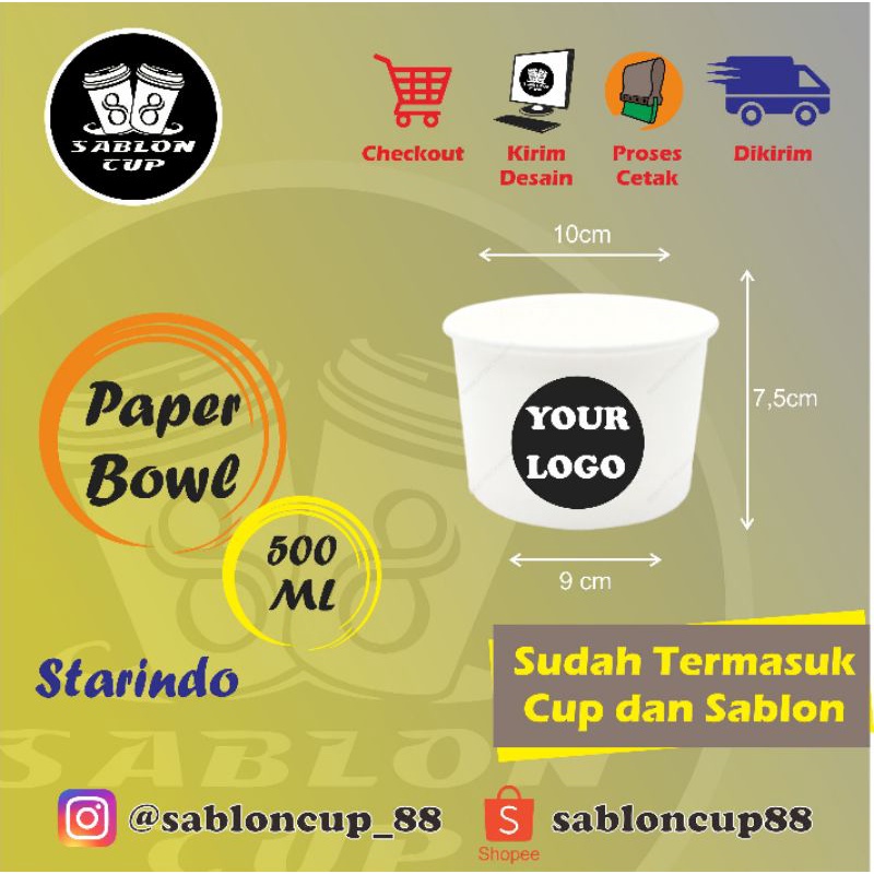 Jual Sablon Paper Bowl 500ml | Shopee Indonesia