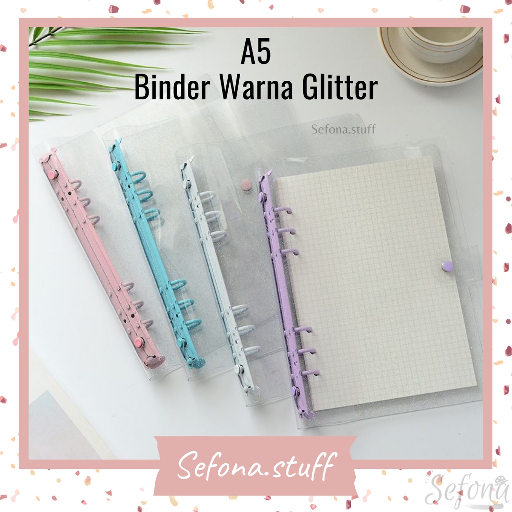 Jual A5 Transparan Cover Binder Glitter Warna A5 6 Ring Bening ...