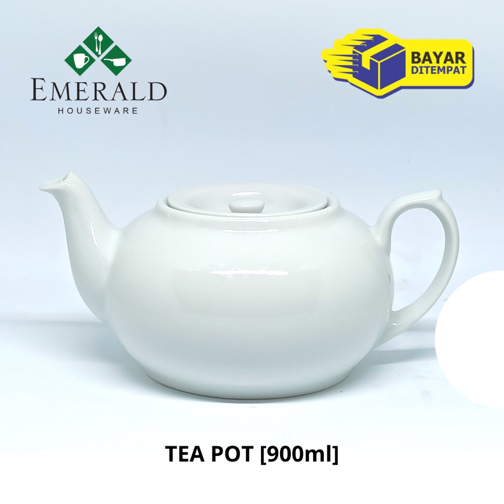 Jual Teko Teh Kopi Keramik Porcelain Putih Polos Cantik Tea Pot [900ml ...