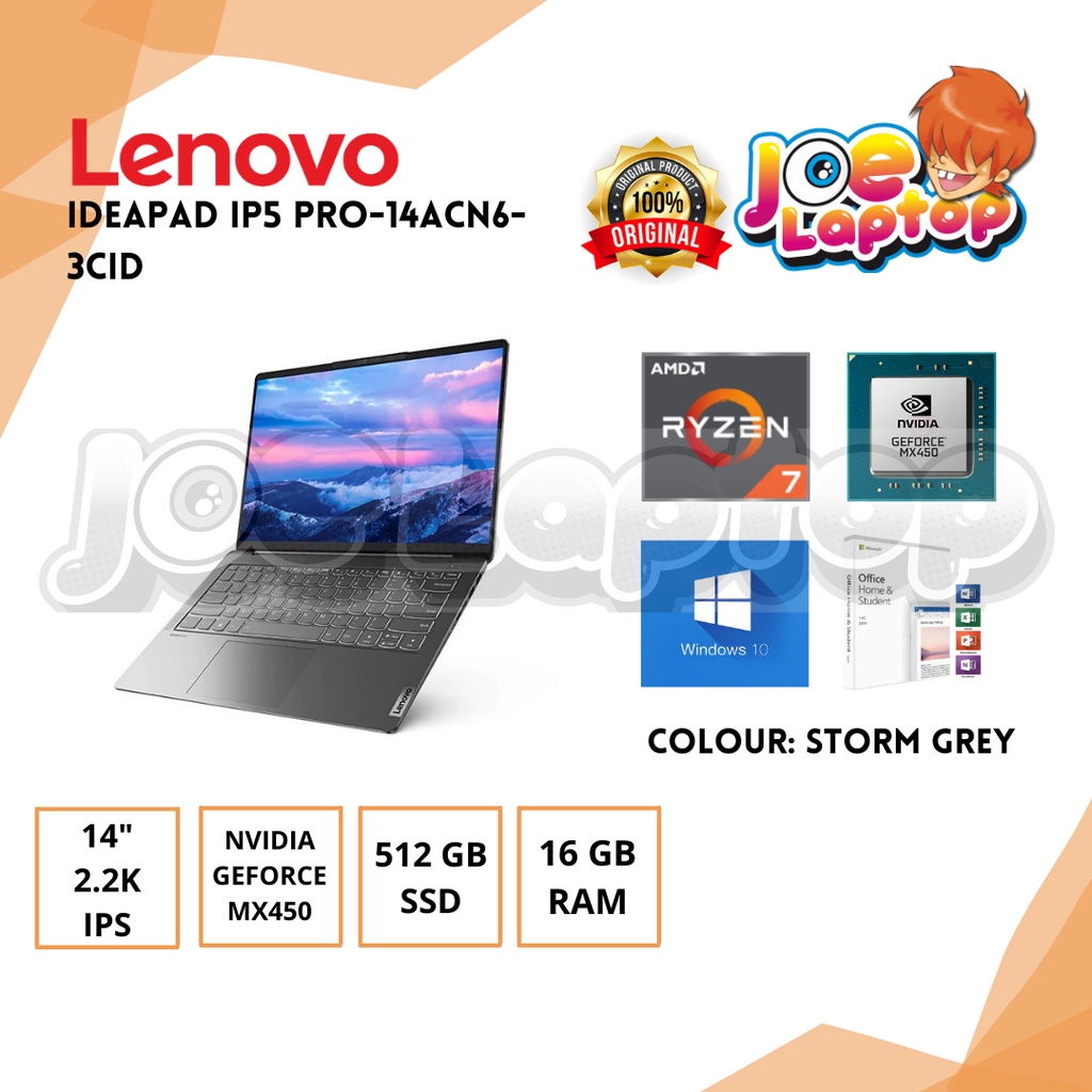 Jual Lenovo IdeaPad IP5 Pro-14ACN6-3CID Storm Grey Ryzen 7 5800U Win10 ...