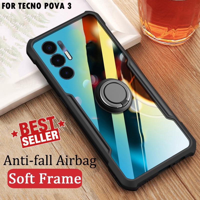 Jual Case Tecno Pova 3 Ring Standing Holder Transparan CLEAR Armor Bening | Shopee Indonesia