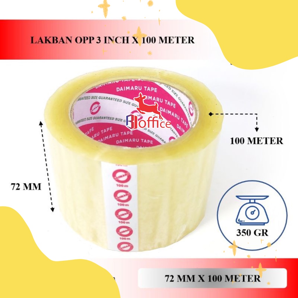 Jual Daimaru Lakban Bening Besar 3 Inch (72mm x 100 yard) | Shopee ...