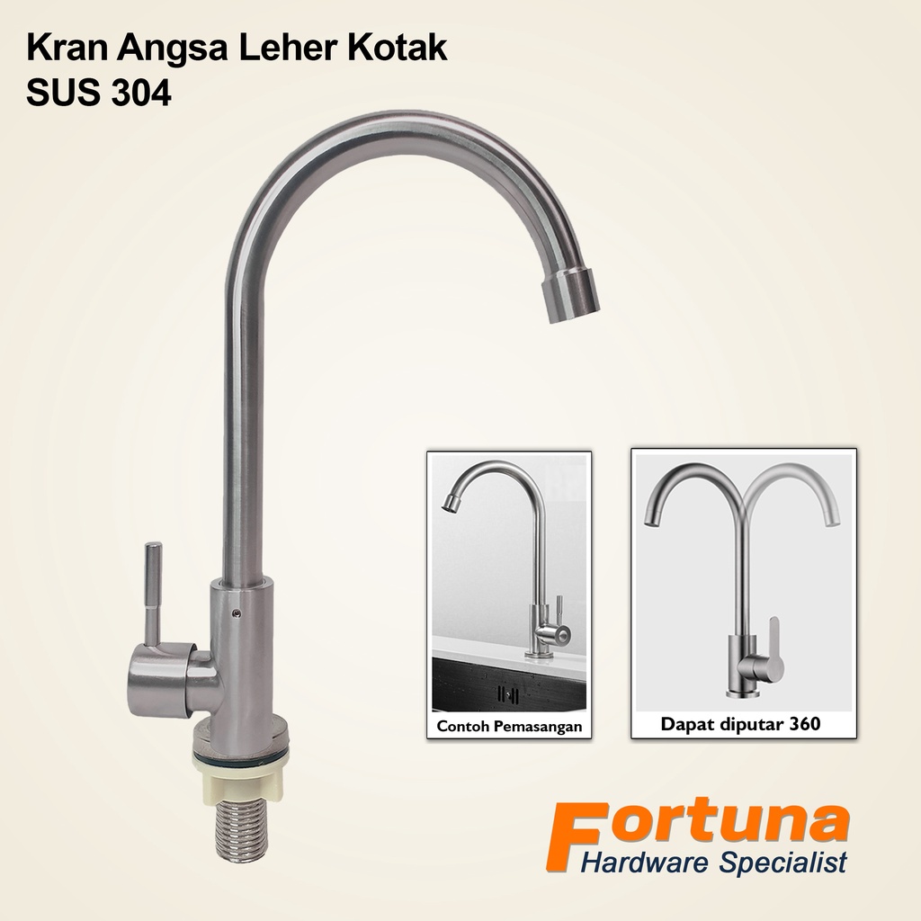 Jual FORTUNA Kran Angsa Wastafel SUS 304 / Kran Sink Dapur | Kran Angsa ...