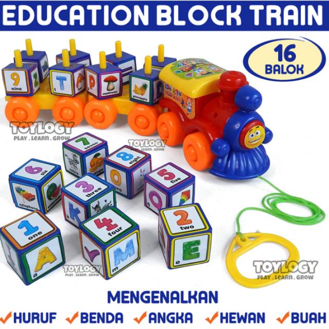 Jual MAINAN EDUKASI ANAK BLOCK TRAIN KERETA API BALOK HURUF ANGKA ...