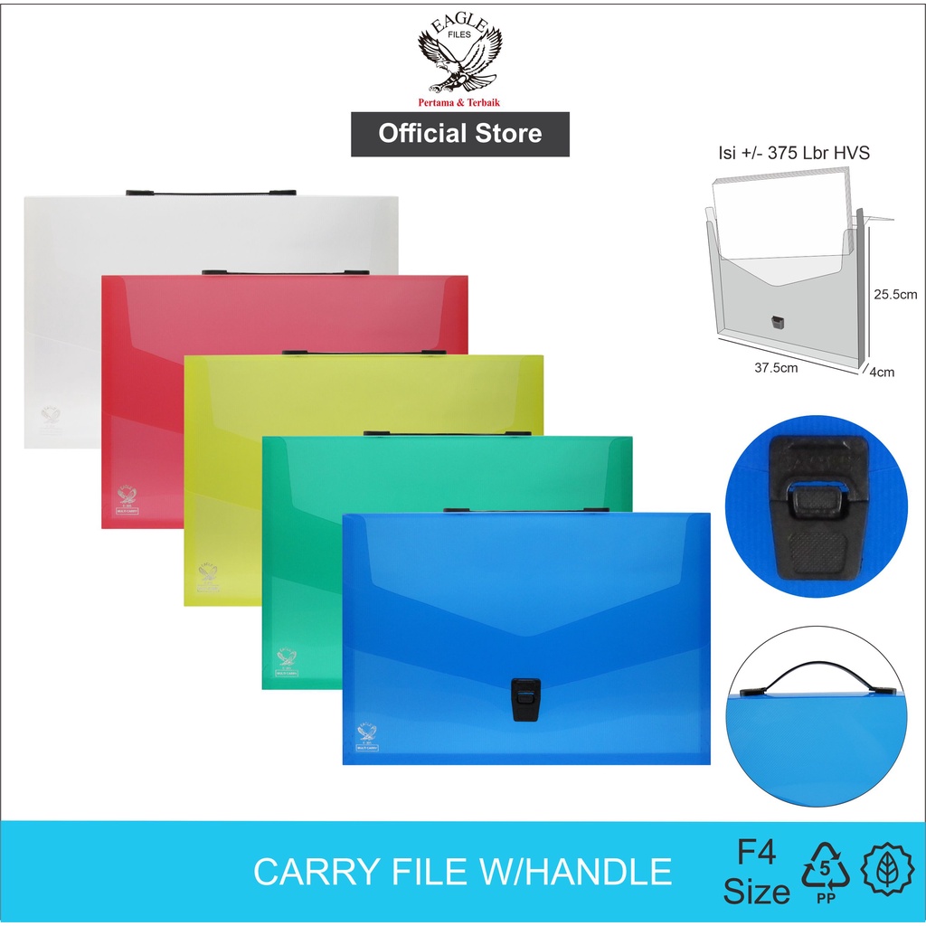 Jual Carry File Box With Handle EAGLEFiles F4 (Folio) / Tas Dokumen ...