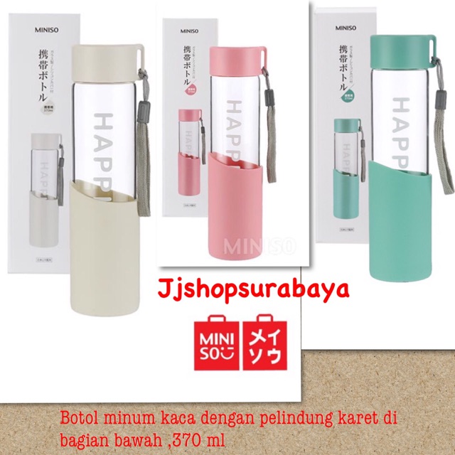 Jual Botol minum kaca simpel elegan dengan pelindung karet dibagian ...