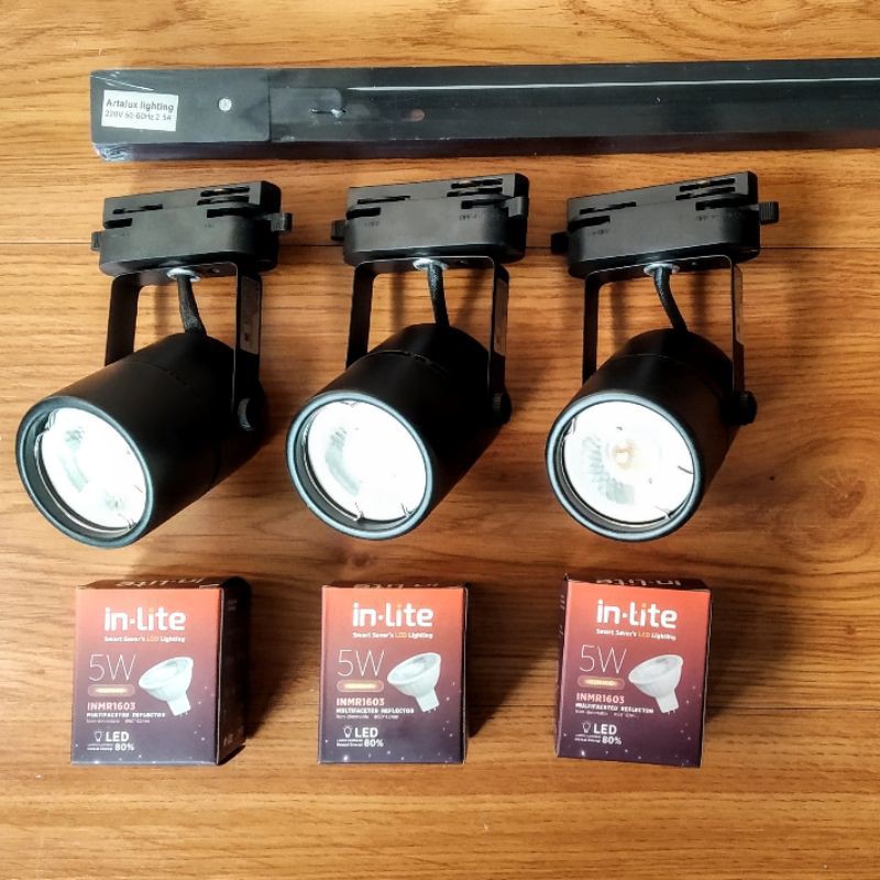 Jual paket promo track light full set komplit berikut rel 3000k 4000k ...