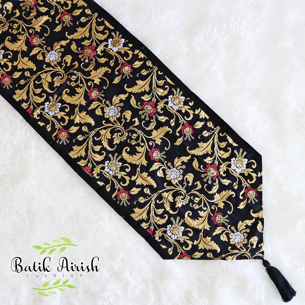 Jual TABLE RUNNER Batik Prada | Prada Bali Hitam | Taplak Meja Tamu ...