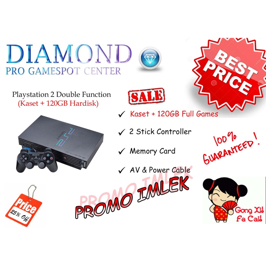 Jual PS2 / Playstation2 Fat Double Fungsi (Kaset + 120GB HDD FULL GAMES ...