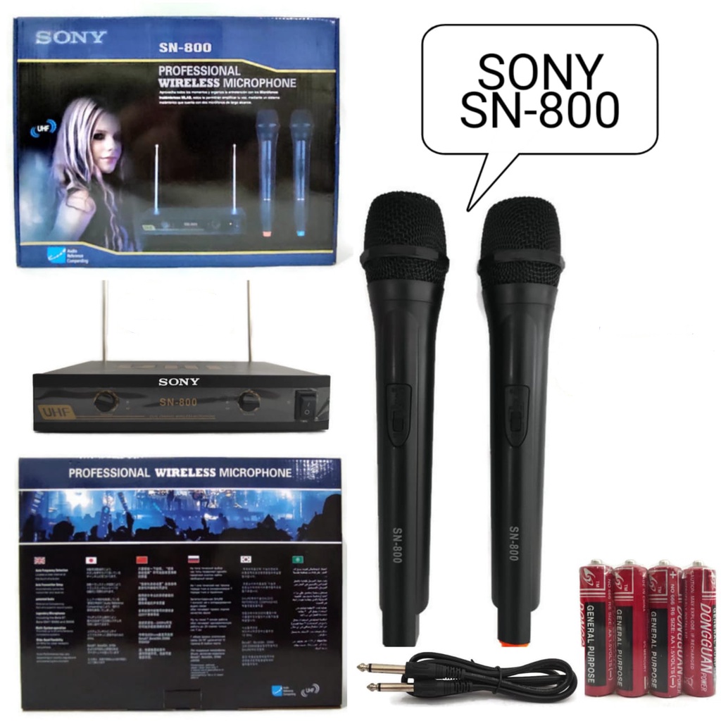 Jual SONY Microphone Wireless SN-800 Mic Karaoke Suara Mantap Batrai AA ...