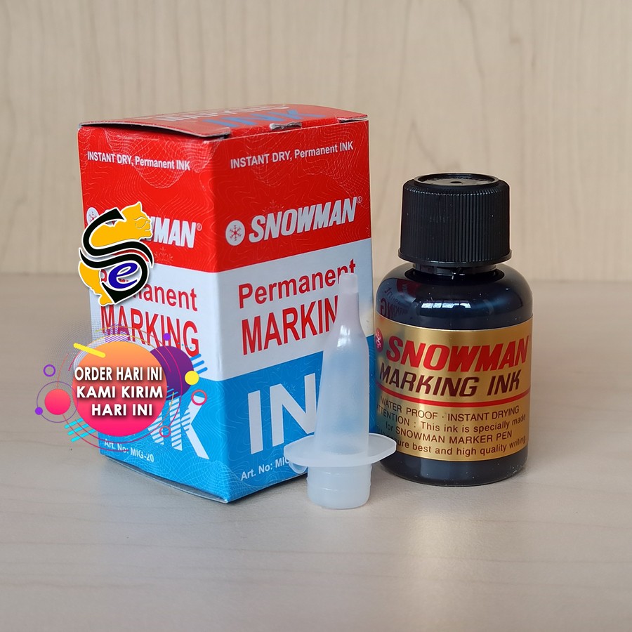 Jual Tinta Refill Ink Snowman Permanent Ready Hitam Merah Dan Biru ...