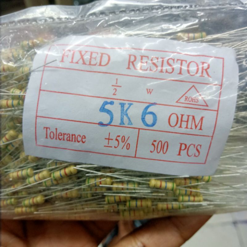 Jual RESISTOR 1/2W 5K6 OHM ISI 500 PCS | Shopee Indonesia