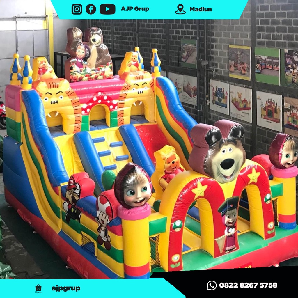 Jual Istana Balon Rumah Balon ukuran 4x6 double slide lengkap prosotan ...