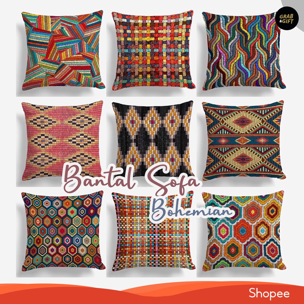 Jual Bantal Sofa Print Motif Bohemian Art Multicolor 40x40 cm | Shopee ...