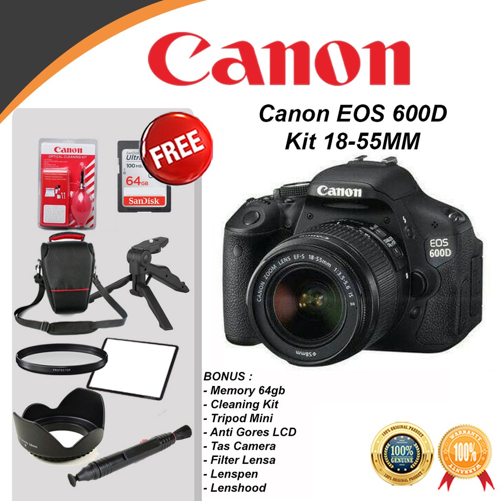 Jual Canon EOS 600D Kit 18-55mm PAKET BONUS - Kamera DSLR Canon ...