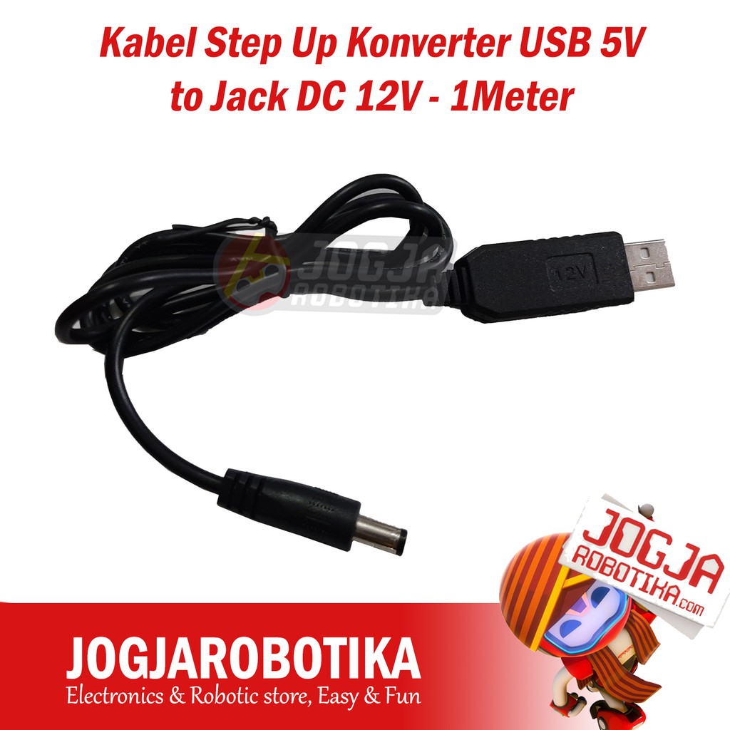Jual Kabel Step Up Konverter USB 5V to Jack DC 12V - 1Meter | Shopee ...