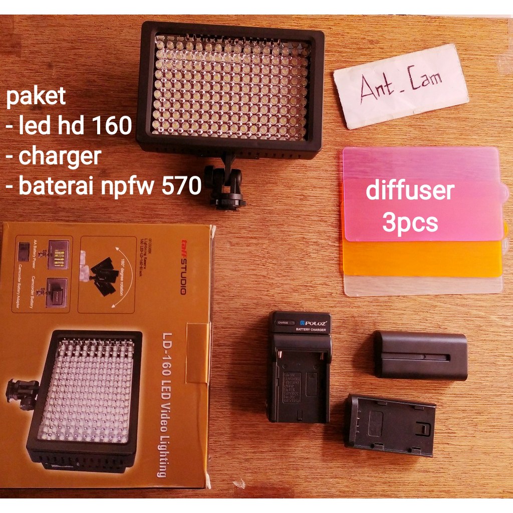 Jual paket lampu LED hd 160 video shoting lighting + baterai npf550 ...
