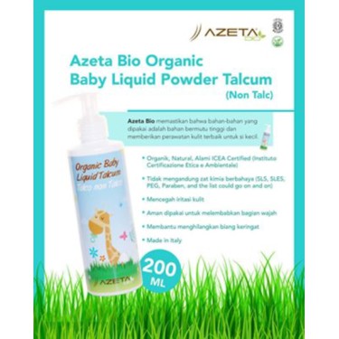 Jual Azeta Organic Baby Liquid Talcum | Shopee Indonesia