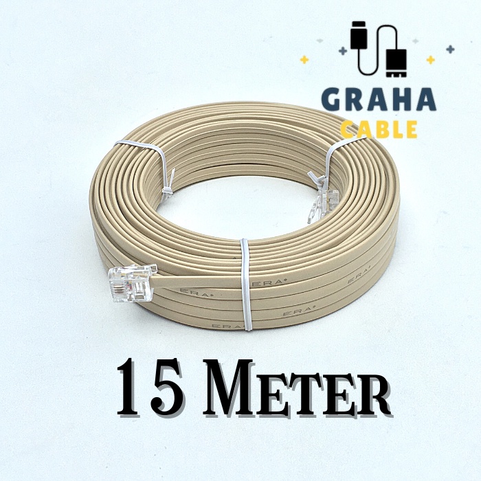 Jual Kabel Telpon - LINE Telepon + Pin RJ11 15Meter | Shopee Indonesia
