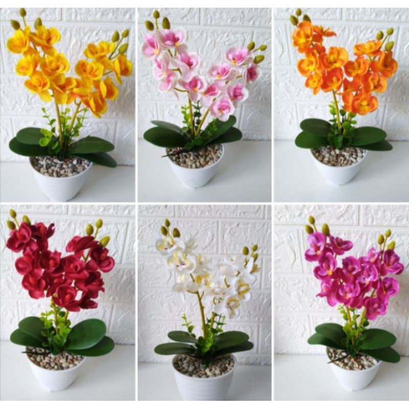 Jual BUNGA ANGGREK BULAN 25CM ARTIFICIAL HOME DEKOR(SUDAH TERMASUK POT ...
