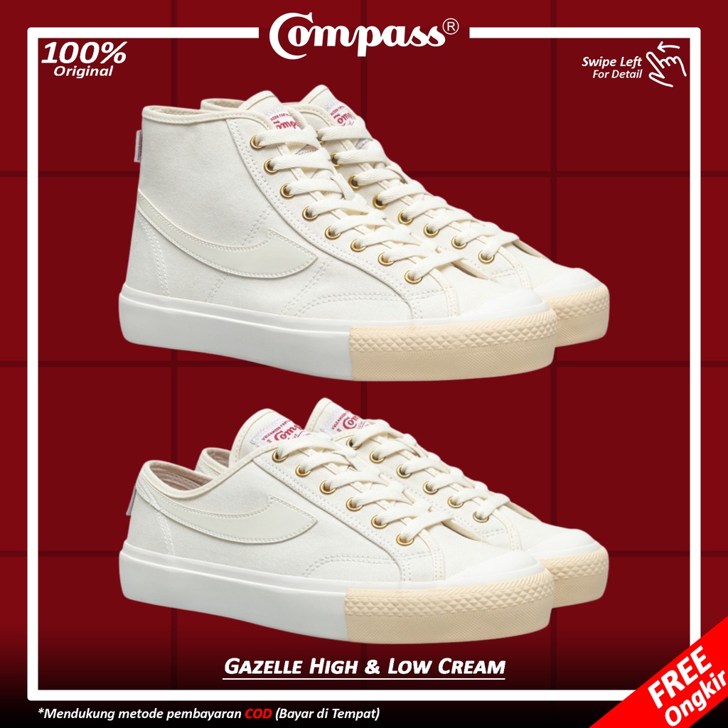 Jual Sepatu Compass - Gazelle High & Low Cream 34-45 | Shopee Indonesia