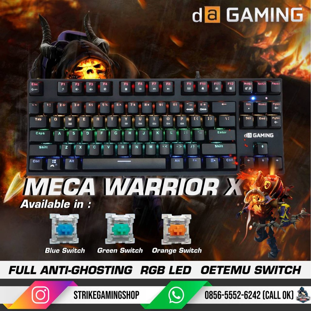 Jual MECA WARRIOR X RGB MECHANICAL GAMING KEYBOARD | Shopee Indonesia