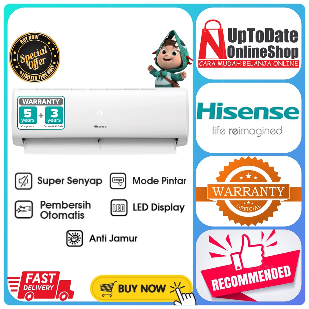 Jual AC HISENSE AN05CDG/05CEG FAST COOLING R32 STANDARD 1/2PK RESMI ...