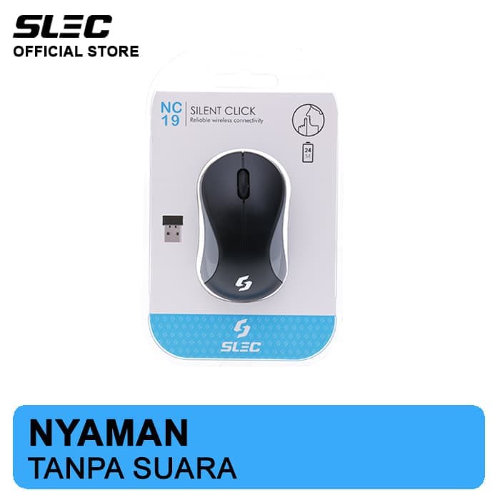 Jual Mouse Wireless Slec Nc19 Silent Click - Hitam Abu | Shopee Indonesia