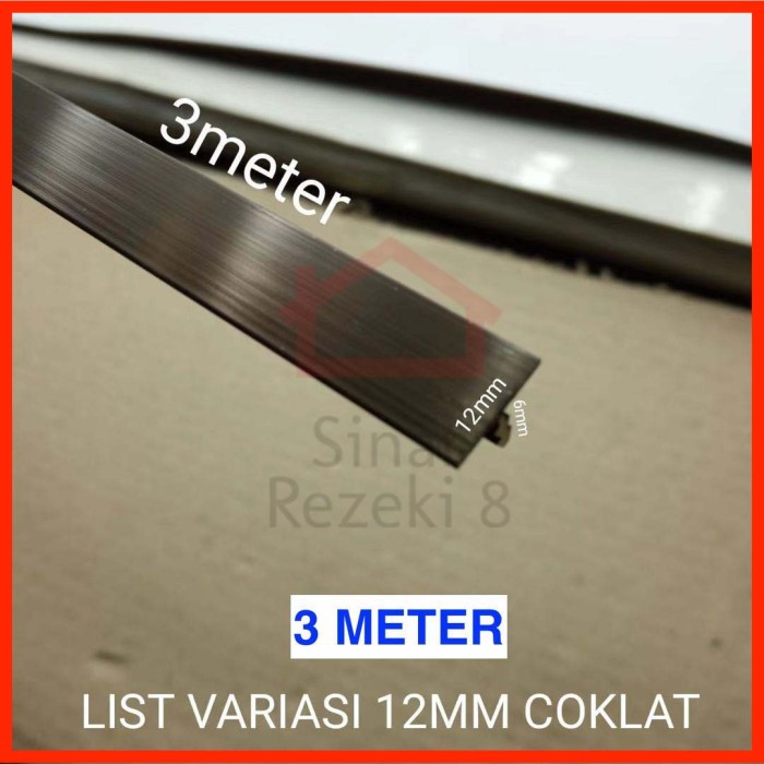 Jual List Variasi 12 mm COKLAT Aluminium Lis T Edging Strip Penutup ...