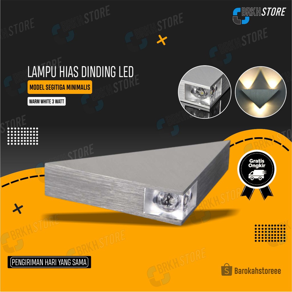 Jual Lampu Hias Dinding LED TaffLED Bentuk Segitiga Modern Triangle Aluminium 3Watt ABD-3W-SJX ...